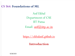 Lectures - CS564: Machine Learning / Fall 2025