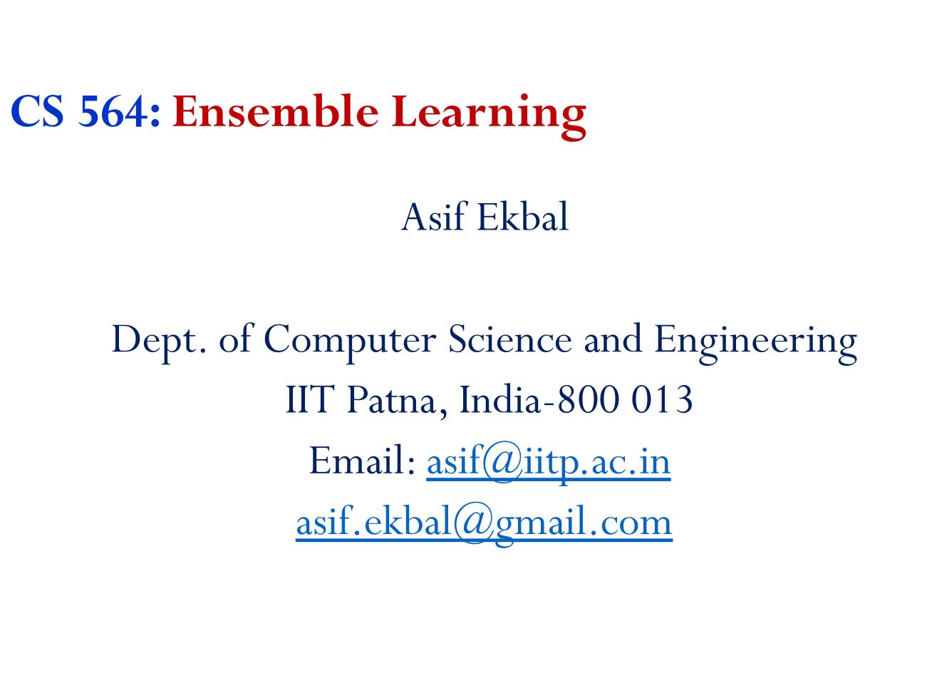 Lectures - CS564: Machine Learning / Fall 2025